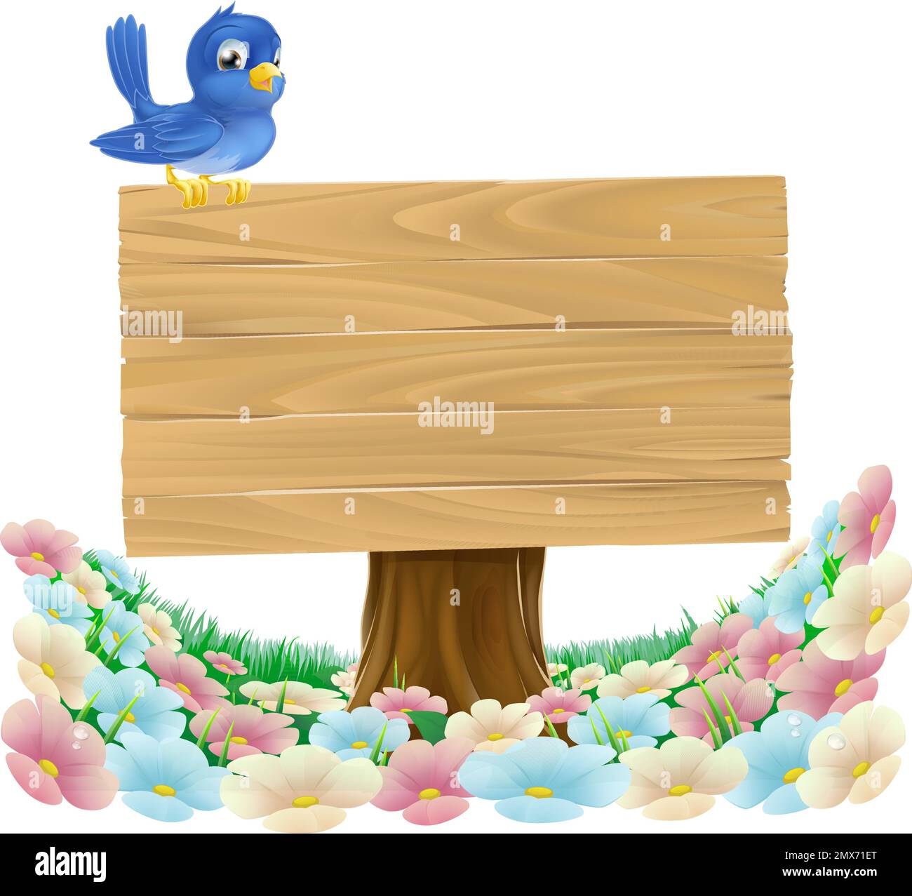 Bluebird Bird Cartoon Wooden Background Sign Stock Vector Image & Art ...