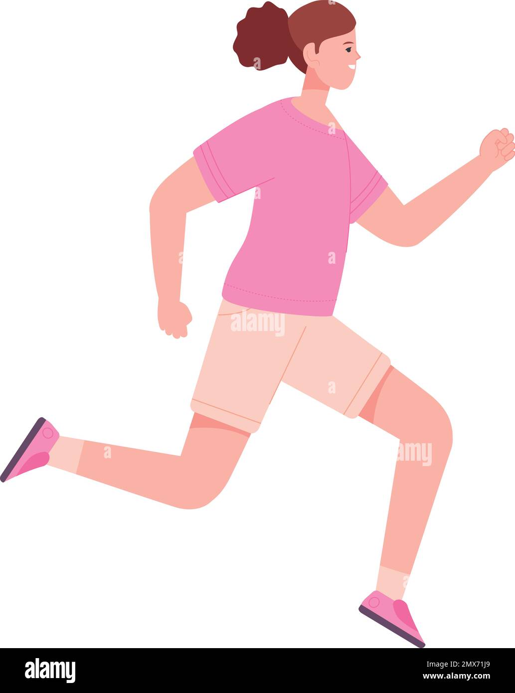 Female runner athlete. Sport training character side view isolated on ...