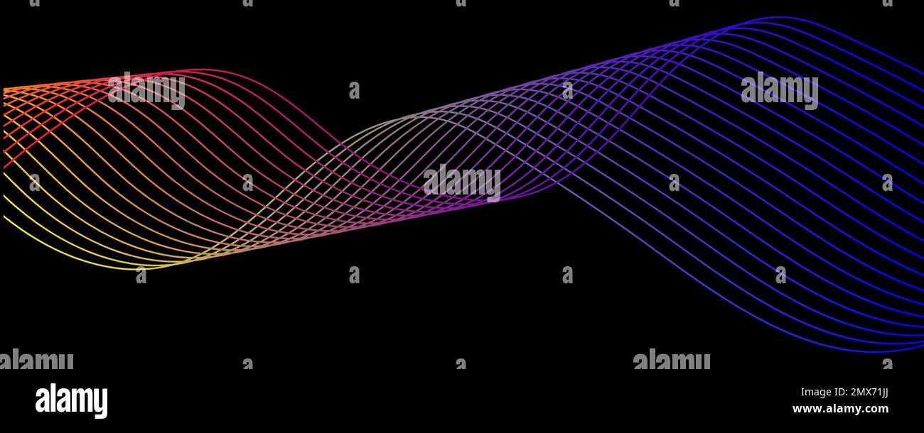 Vector abstract background. Dynamic wave flow of bright colored lines ...