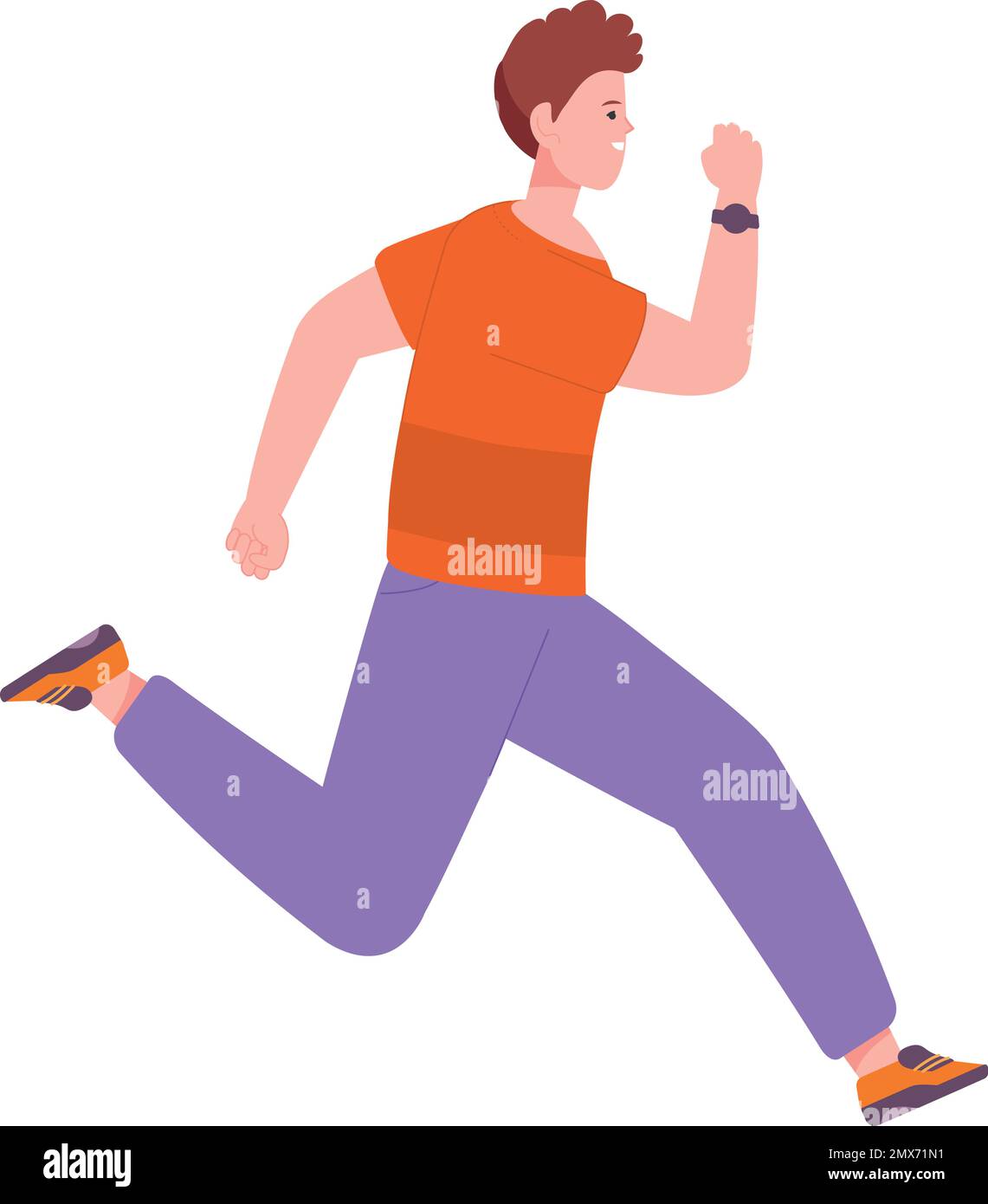 Rushing man. Running male character side view isolated on white ...