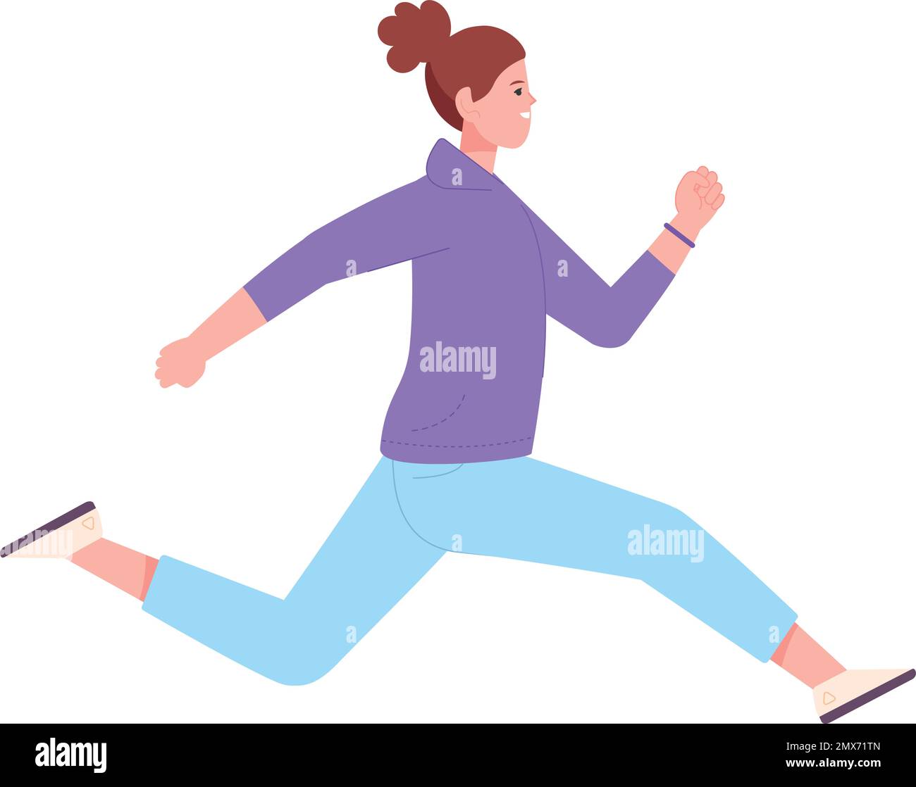 Fast woman running. Hurrying person. Rushing character isolated on ...