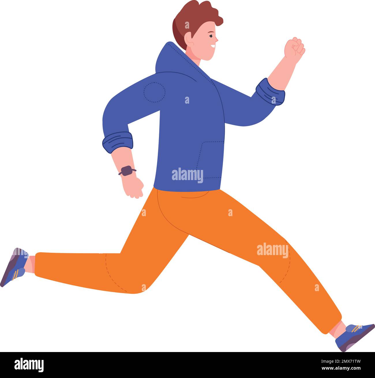 Young man hurrying. Running guy. Active person isolated on white ...