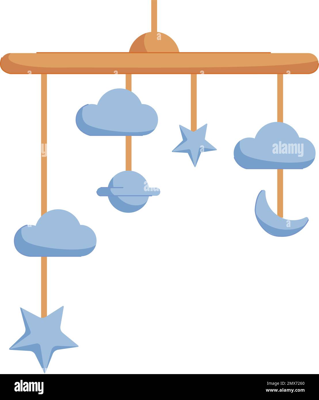 Crib mobile toy. Stars and clouds for playing baby isolated on white ...