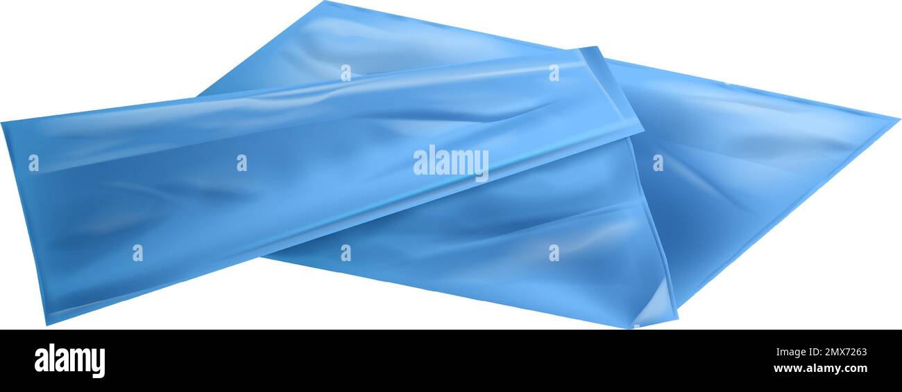 Blue waste sack mockup. Realistic plastic garbage bag isolated on white ...