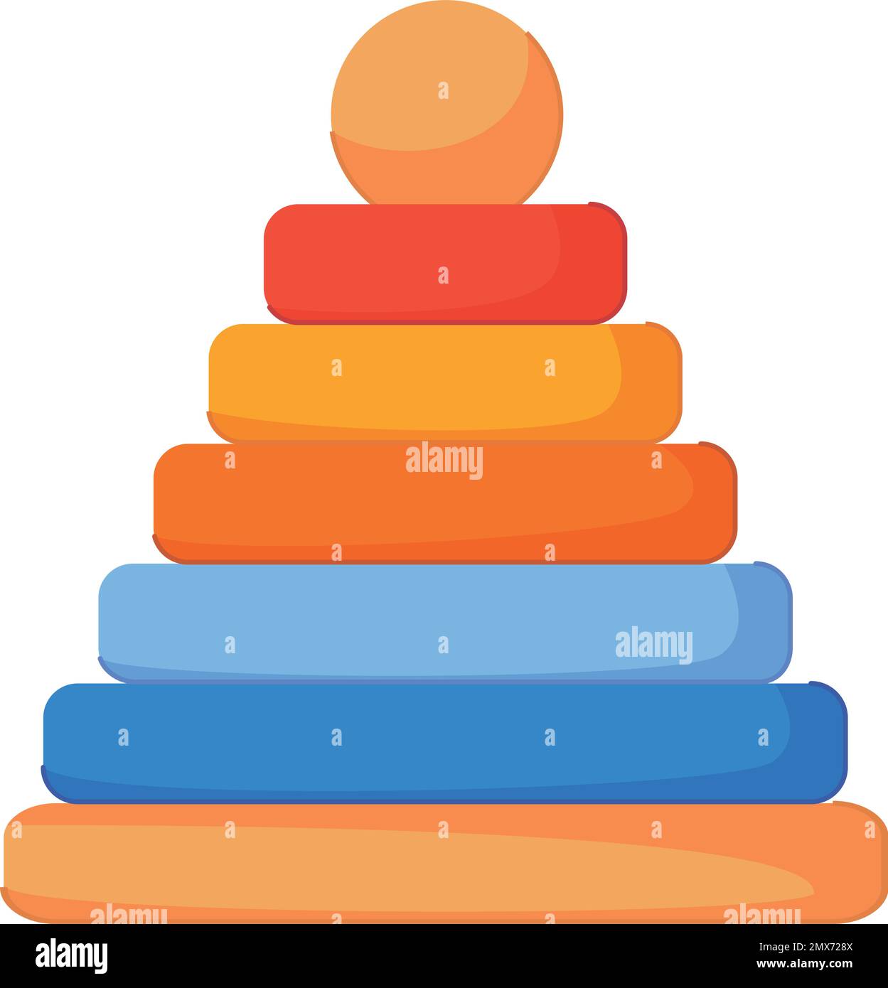 Pyramid toy. Color ring puzzle cartoon icon isolated on white ...