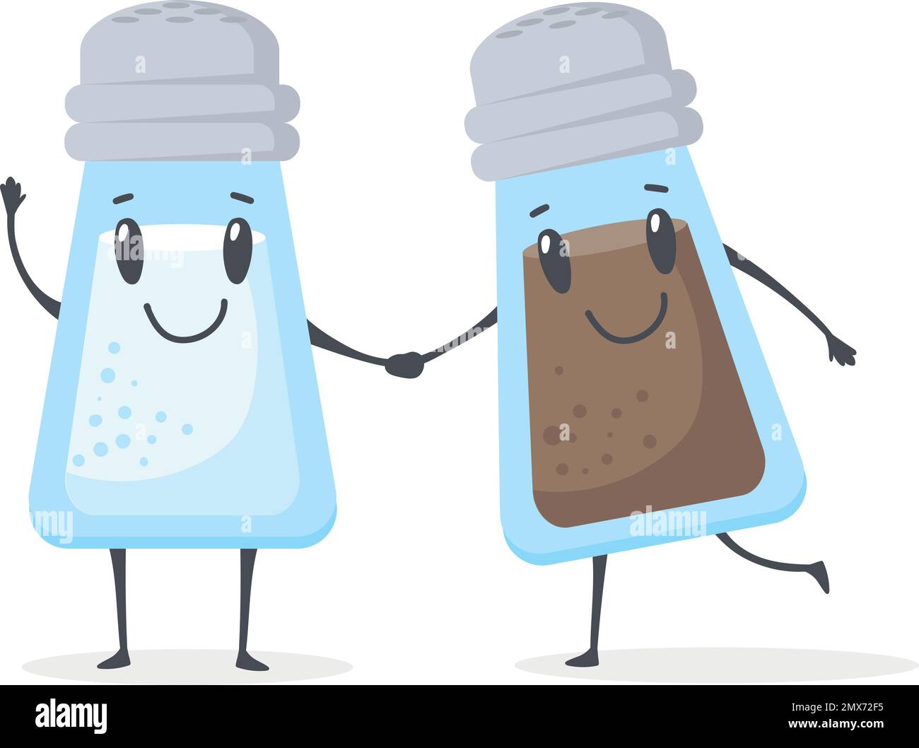 Kawaii salt and pepper shakers together. Cartoon mascots isolated on ...