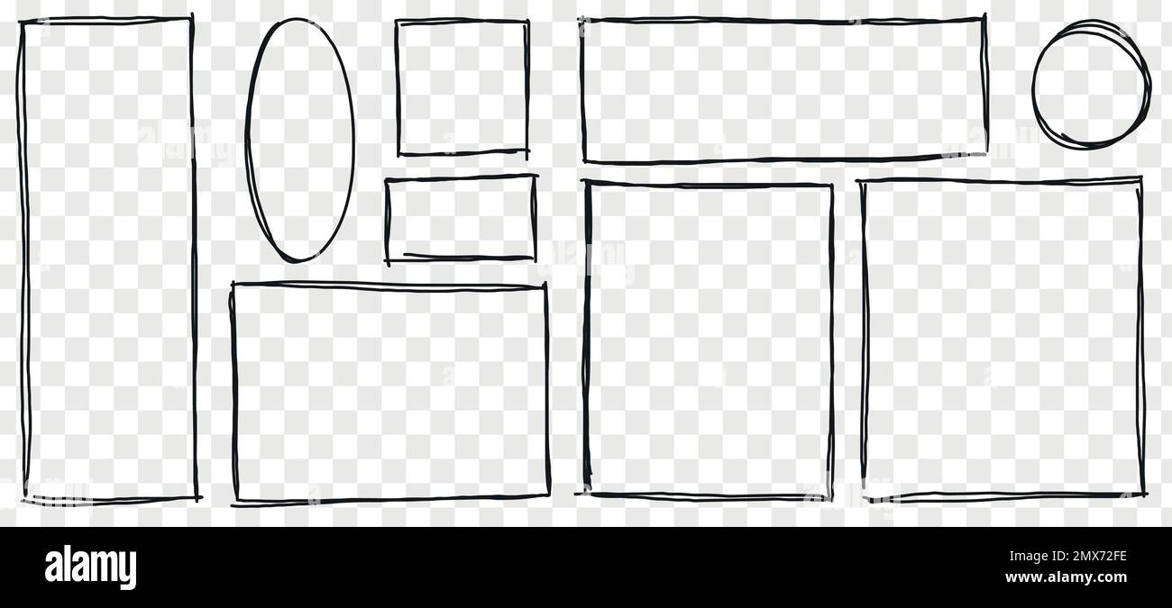 Rectangle frame line. square shape outline on hand draw style. vector ...