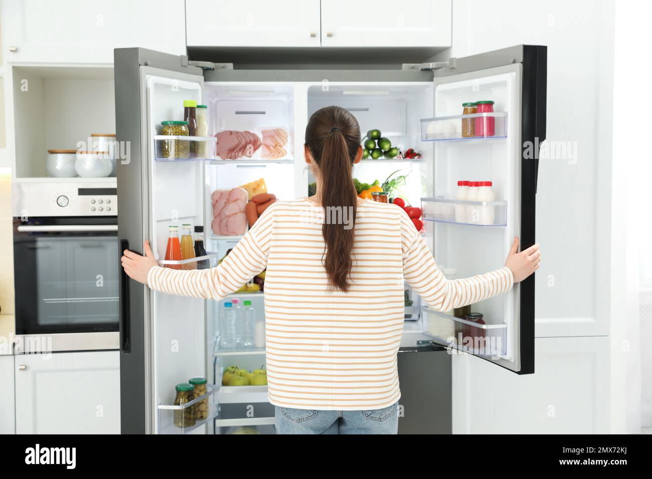 Woman opening refrigerator hi-res stock photography and images - Alamy