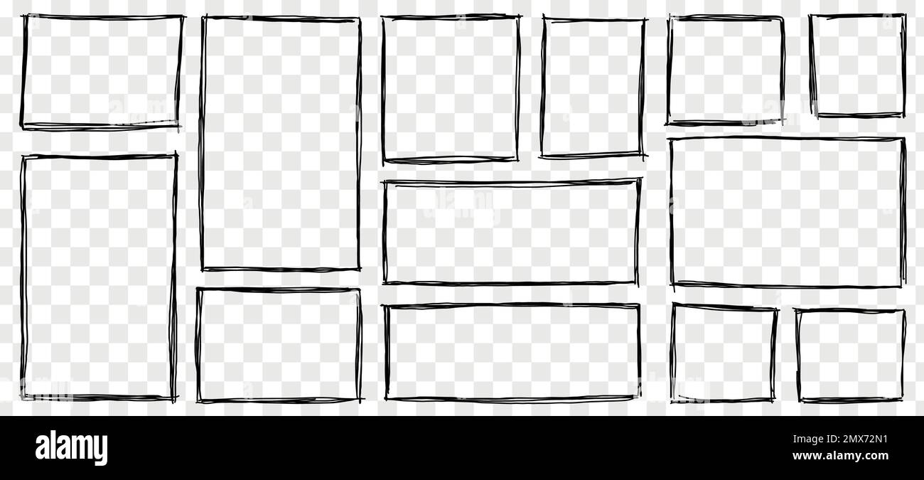 Rectangle frame line. square shape outline on hand draw style. vector ...