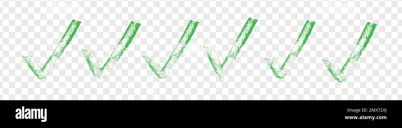 Green check mark set. Tick grunge brush icon. ok, yes or right sign ...