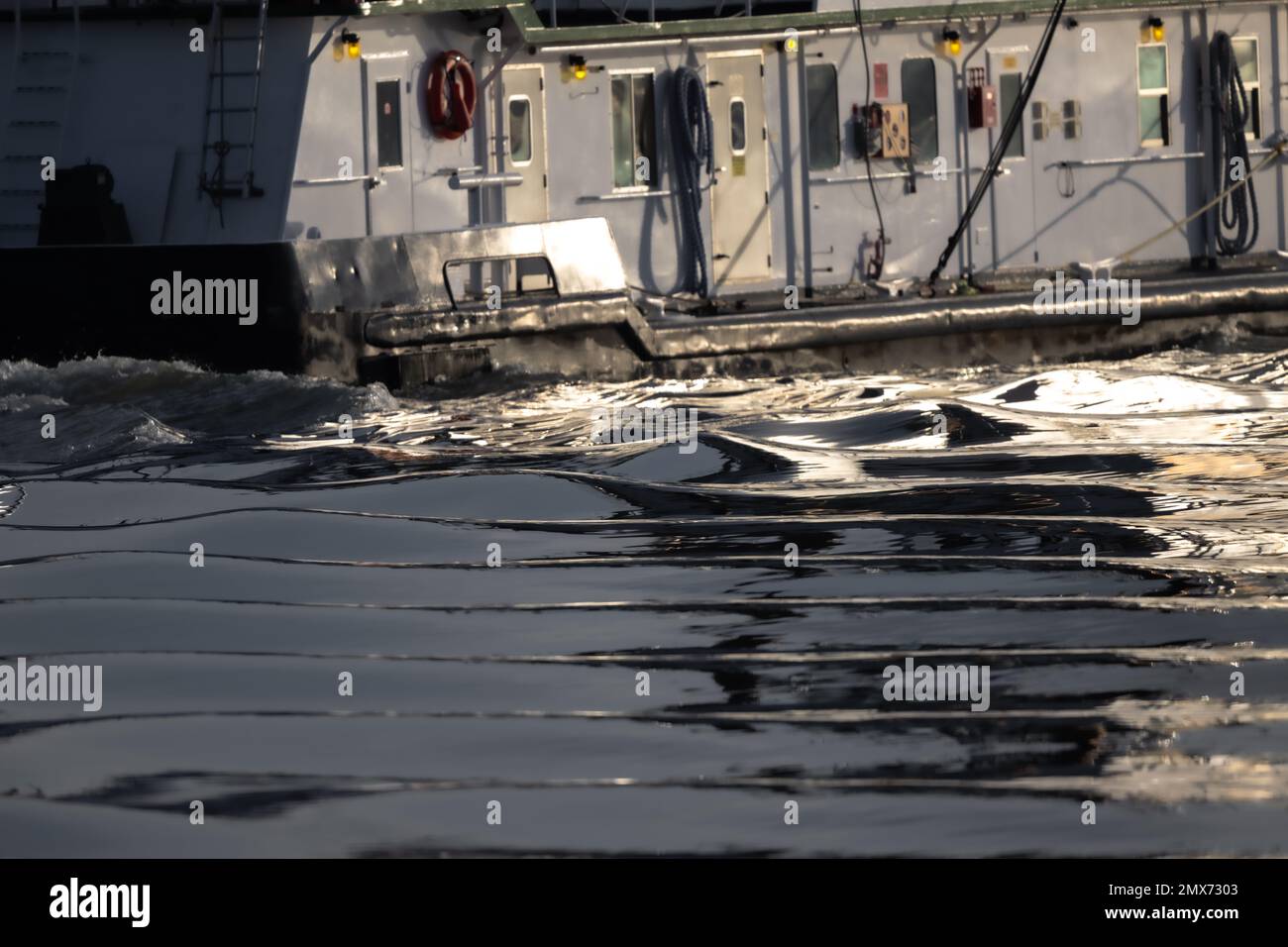 Water Ripples generated by River Boat Stock Photo - Alamy