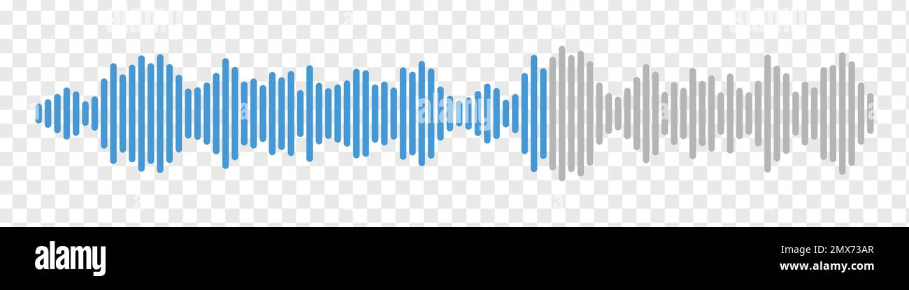 Sound wave or voice message icon. Music waveform, track radio play. Audio equalizer line. Vector ...