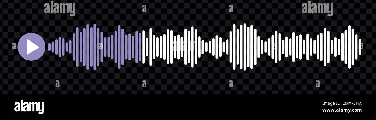 Sound wave or voice message icon. Music waveform, track radio play. Audio equalizer line. Vector ...