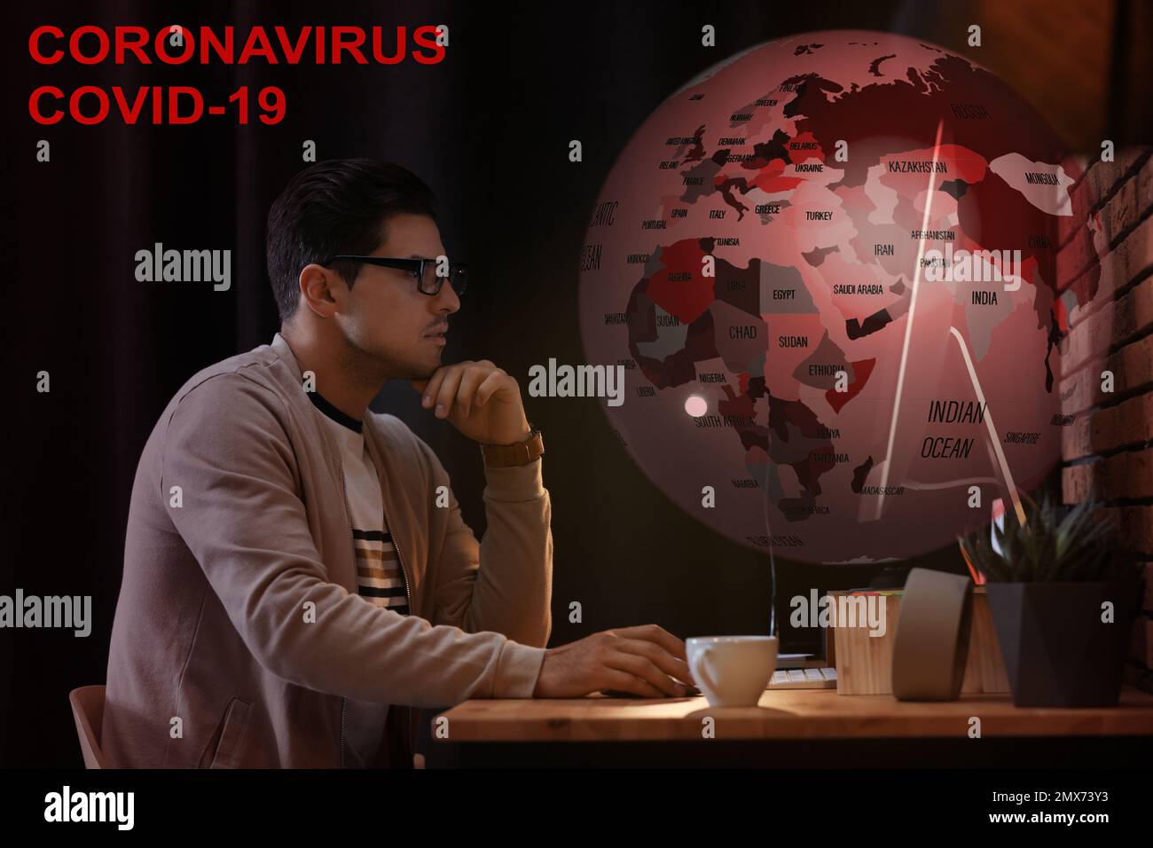 Journalist working with modern computer in office. Dangerous ...