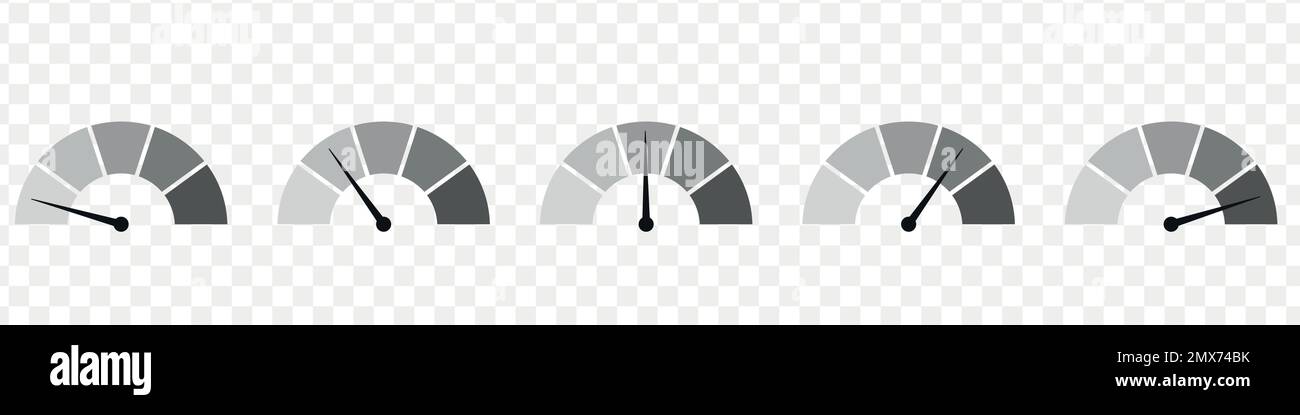 Monochrome scale meter with low, high and medium bar. Level risk graph ...