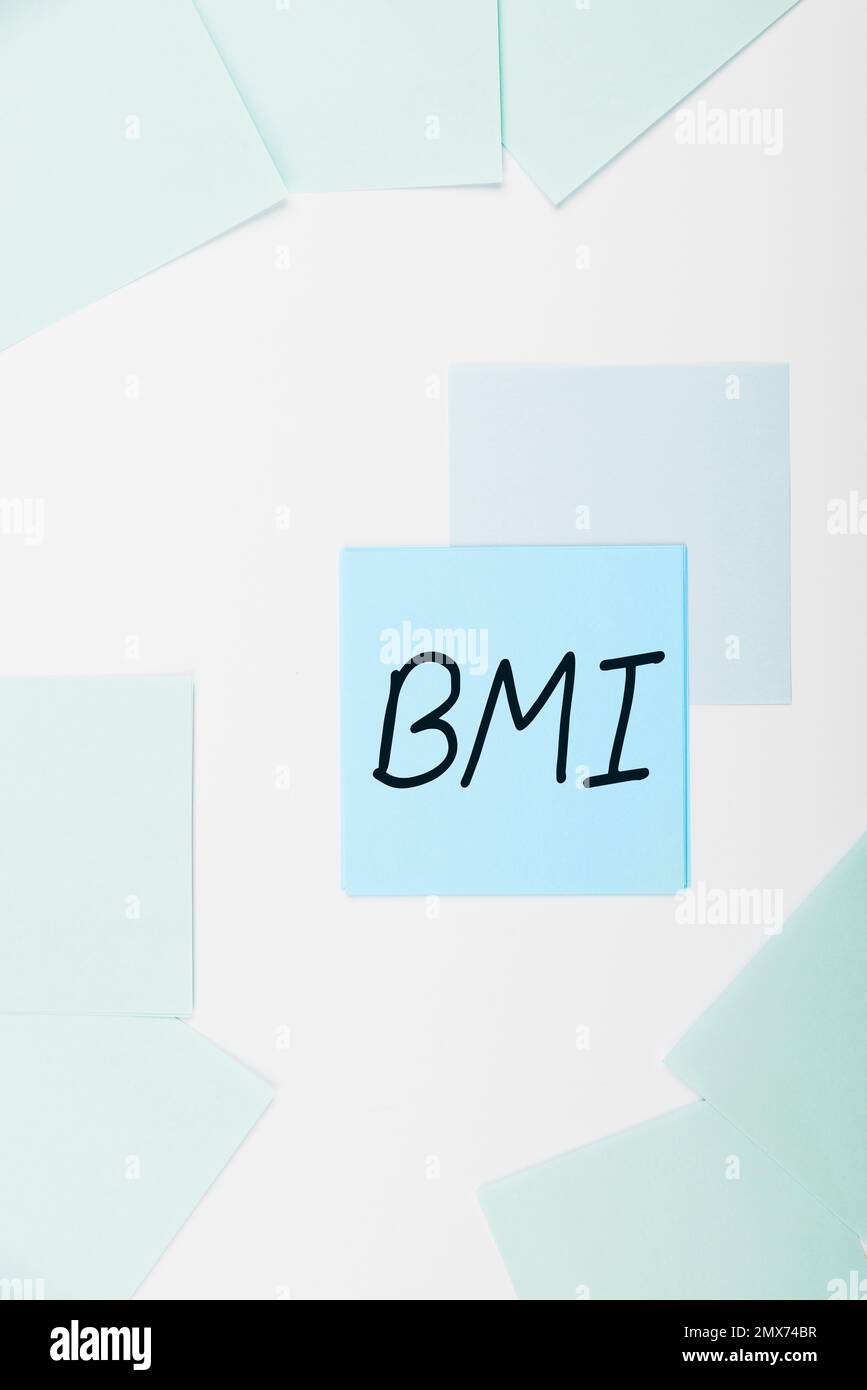 Writing displaying text Bmi. Conceptual photo Method of estimating body ...