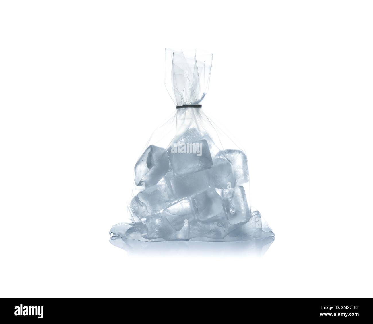 Ice cubes in plastic bag isolated on white Stock Photo - Alamy