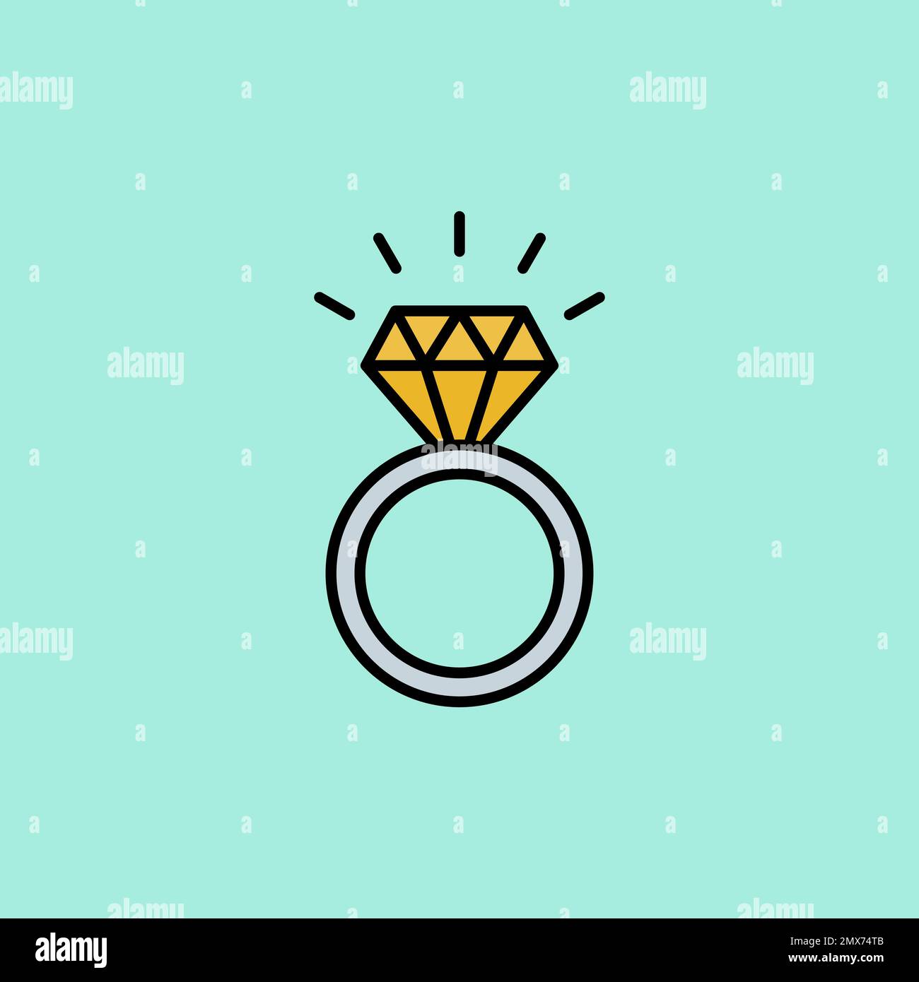 Engagement ring filled outline icon. Concept of wedding, couple symbol. Vector illustration ...