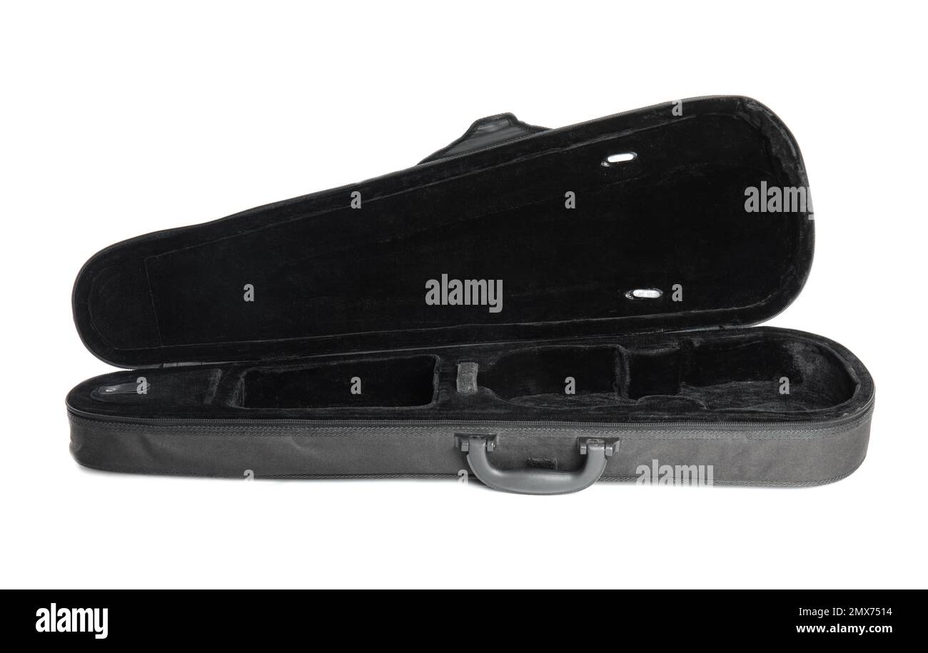 Black empty violin case isolated on white Stock Photo - Alamy