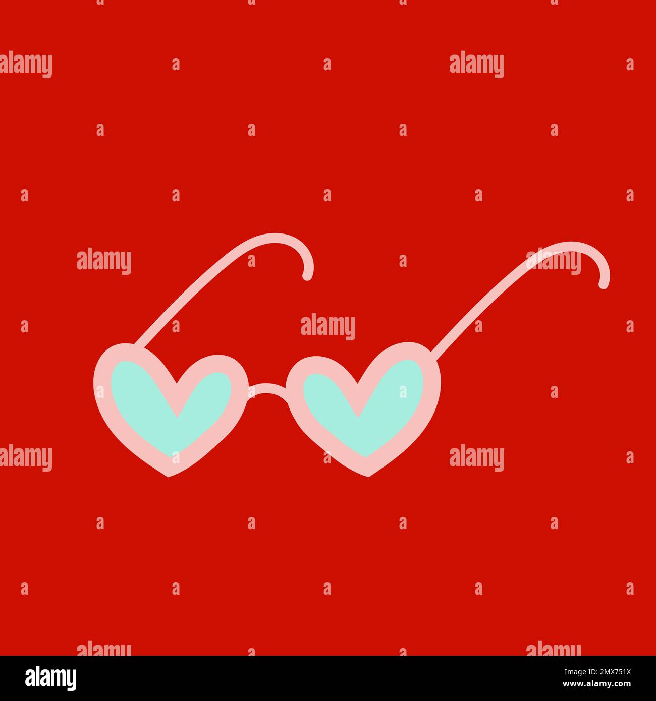 Happy Valentine's Day. Heart shape sunglasses. Hand drawn doodle ...