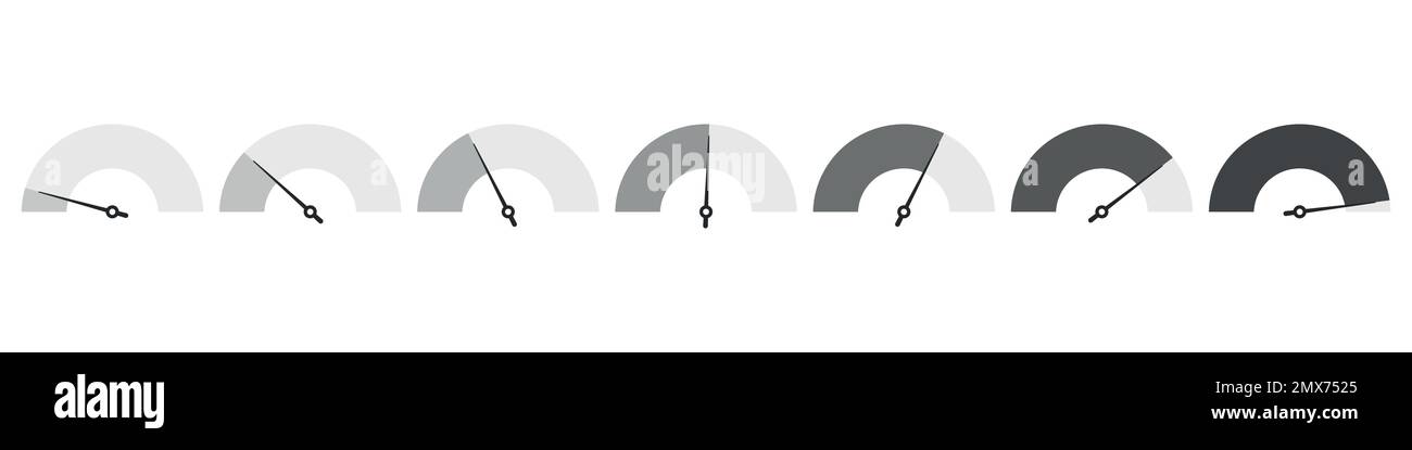 Monochrome scale meter with low, high and medium bar. Level risk graph ...