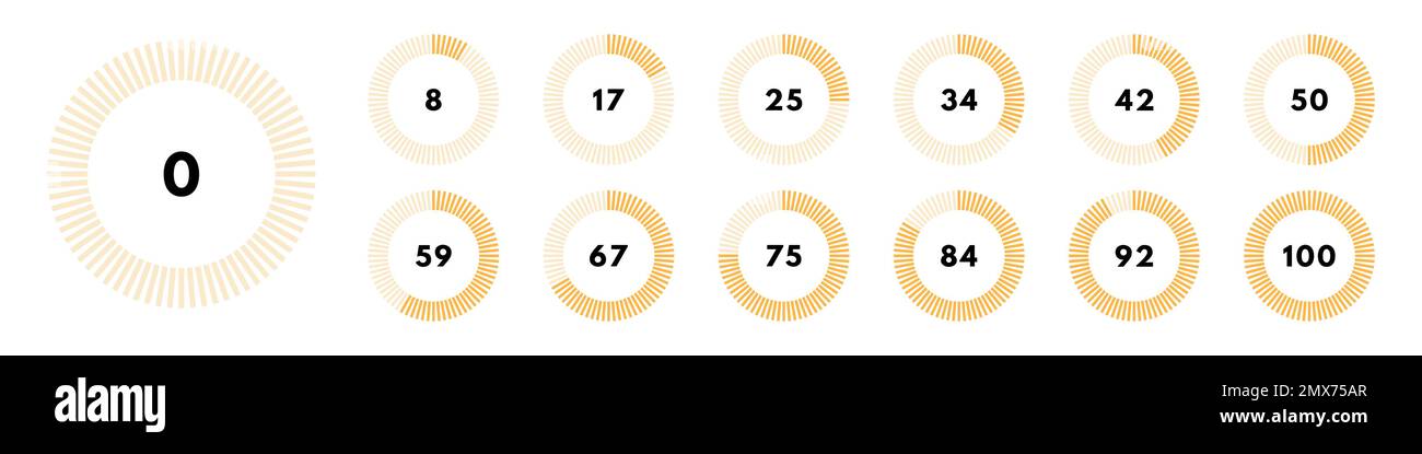 Set of yellow circular progress bar. Download display. Vector ...