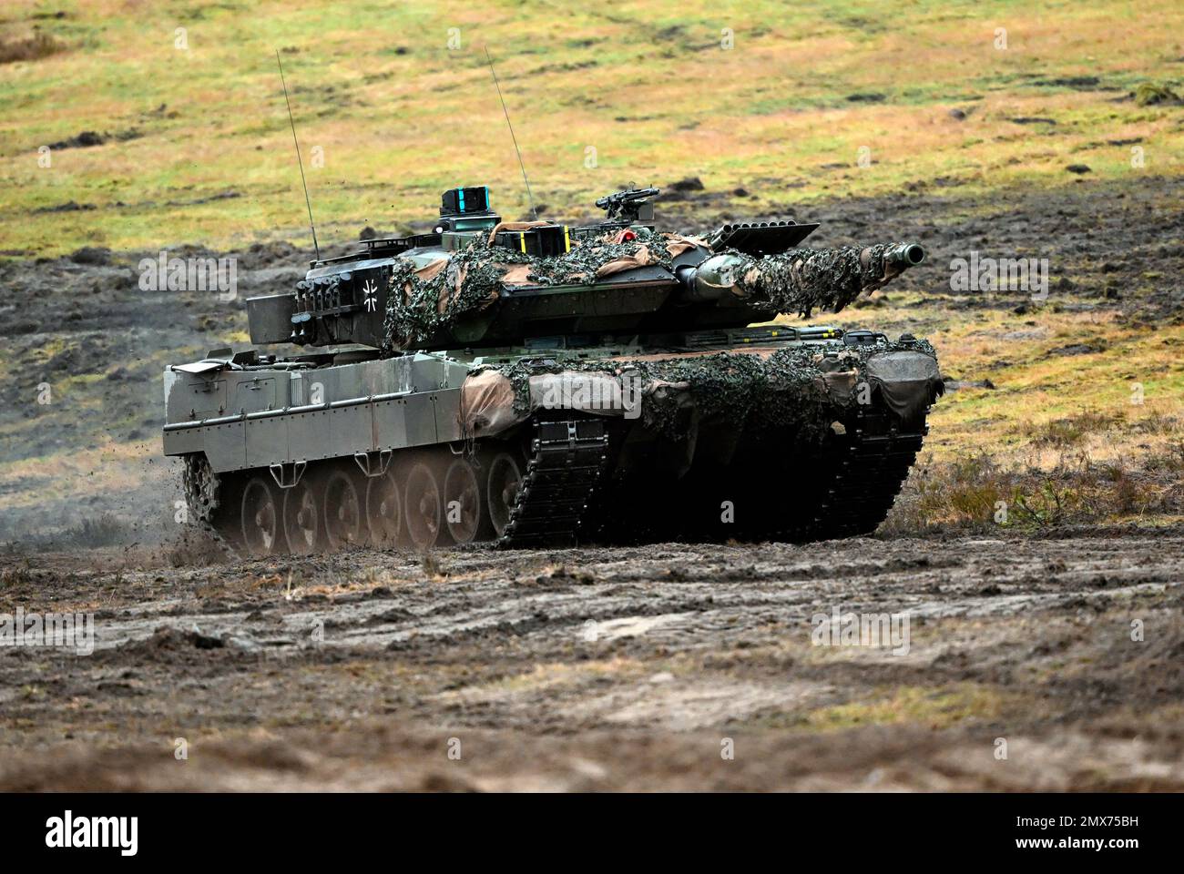 Augustdorf, Deutschland. 01st Feb, 2023. Leopard 2A6 main battle tank of Panzer Battalion 203 ...
