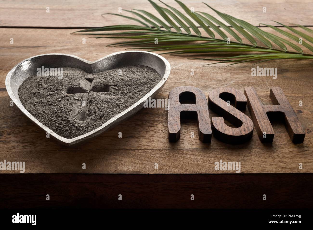 Ash wednesday, crucifix made of ash, dust as christian religion. Lent ...