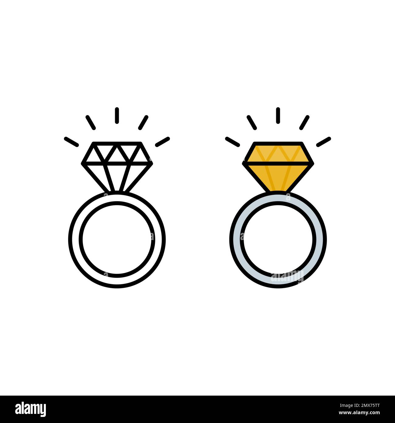 Engagement ring filled outline icon. Concept of wedding, couple symbol ...