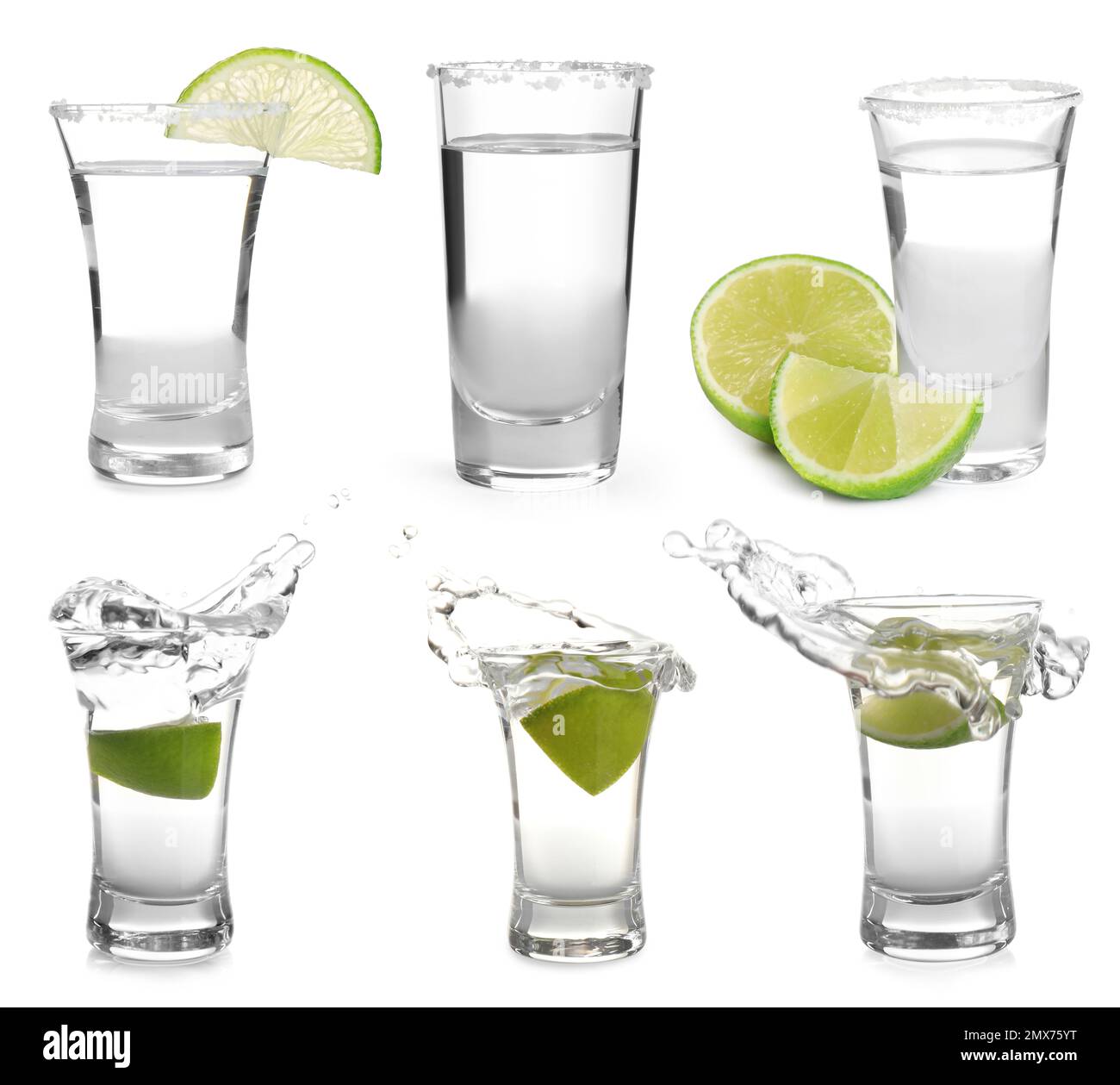 Set of Mexican Tequila shots on white background Stock Photo - Alamy