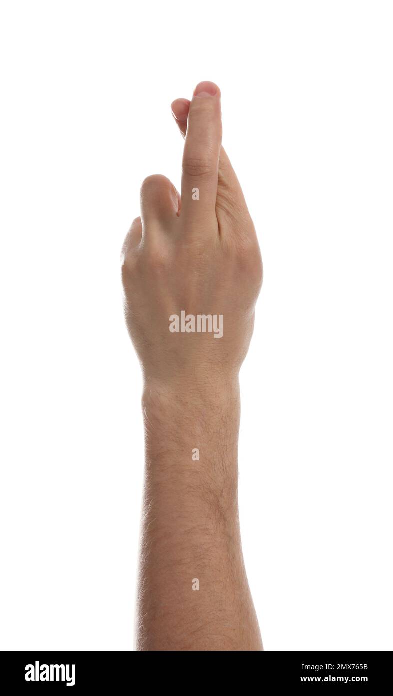 Hand fingers crossed male hi-res stock photography and images - Alamy