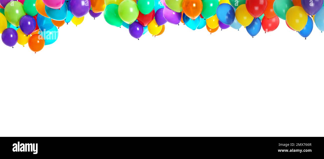 Set of different color balloons on white background. Banner design ...