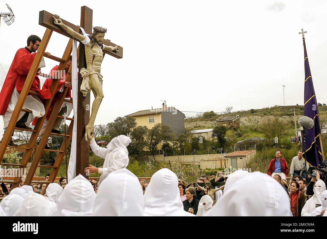 Holy Week in Zamora, Spain. Descent of Christ in the procession of the ...