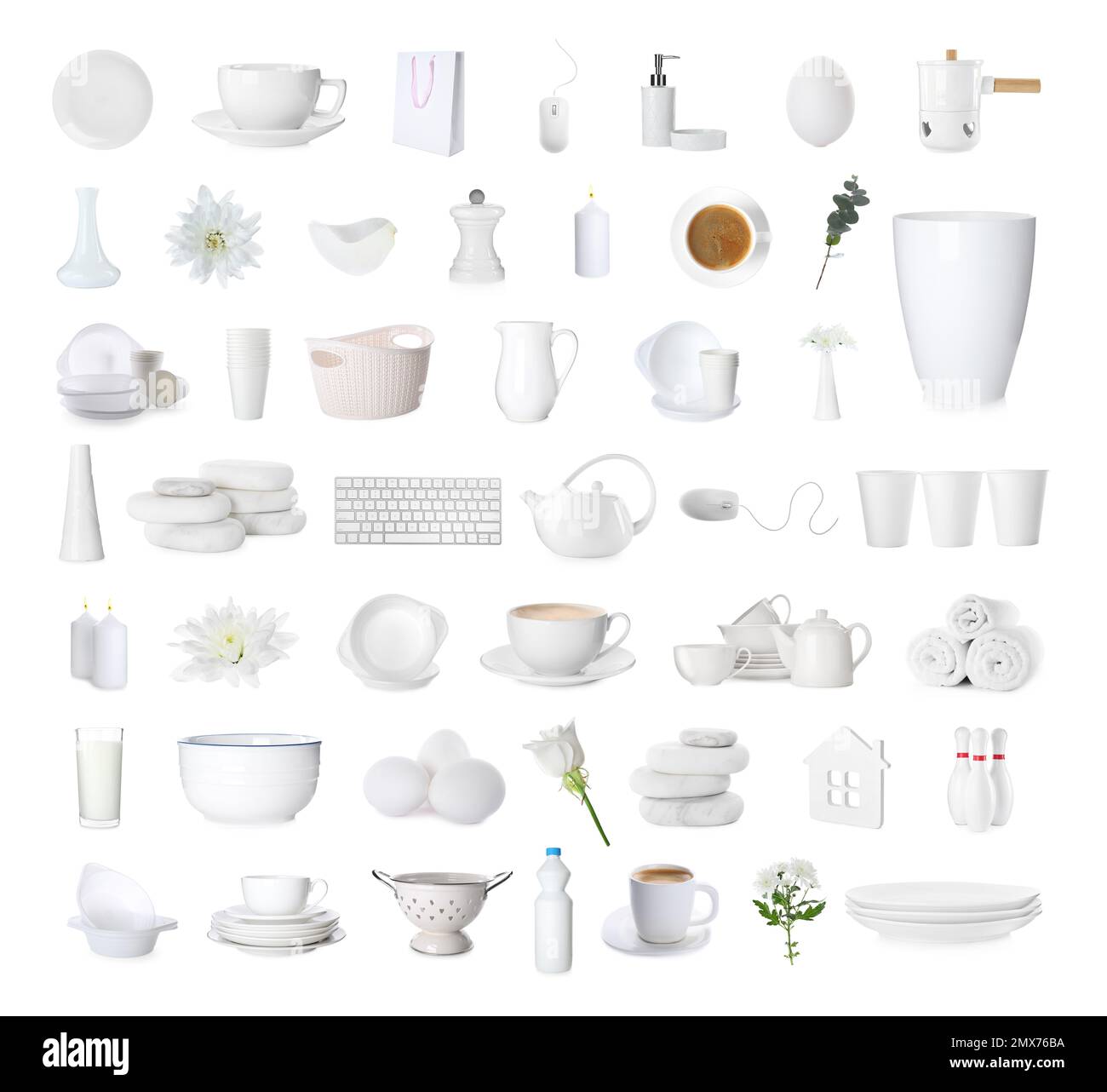 Collage of different objects on white background Stock Photo - Alamy
