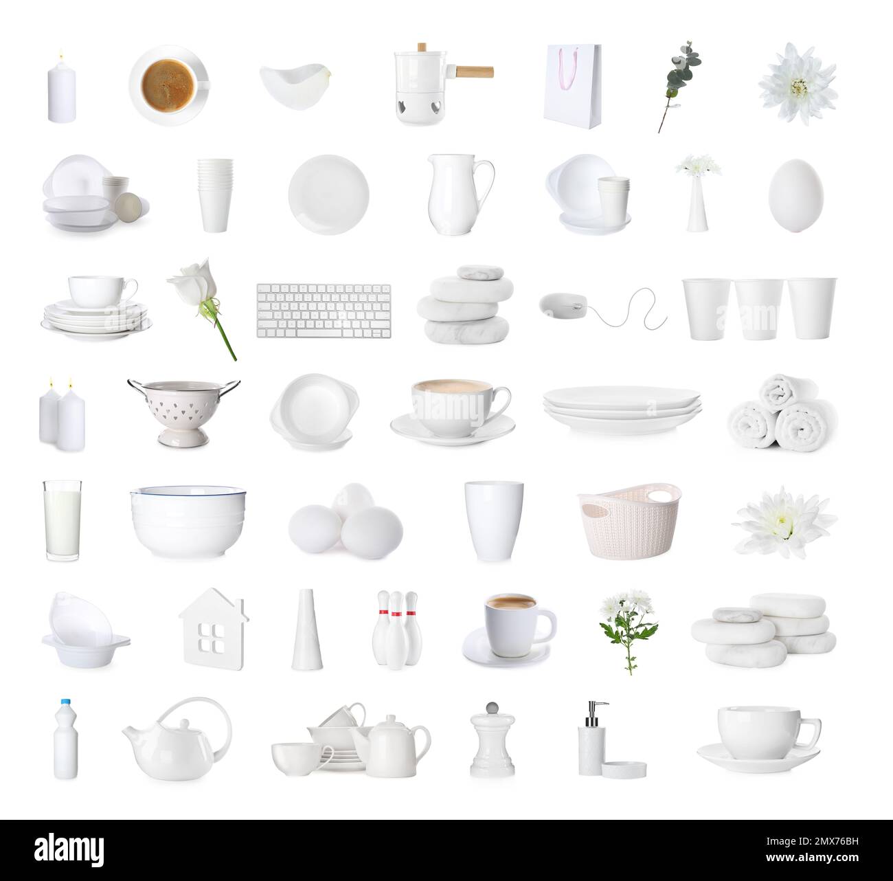 Collage of different objects on white background Stock Photo - Alamy