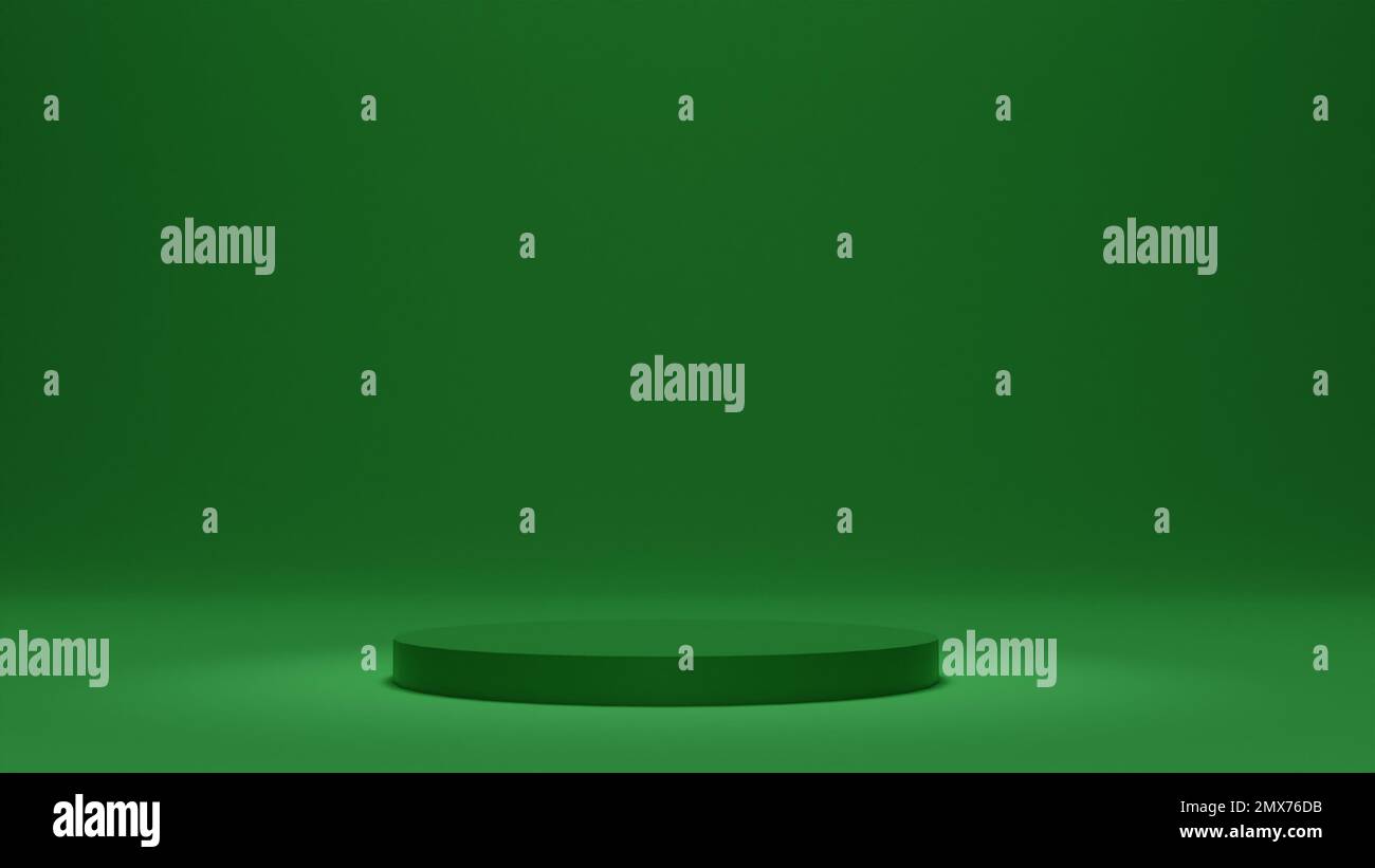 3d render green stand for product display, isolated simple empty stand ...
