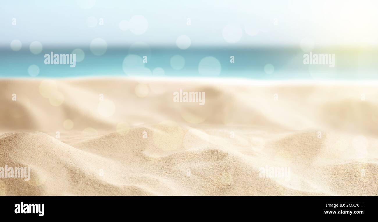 Sandy beach on sunny day, closeup. Banner design Stock Photo - Alamy