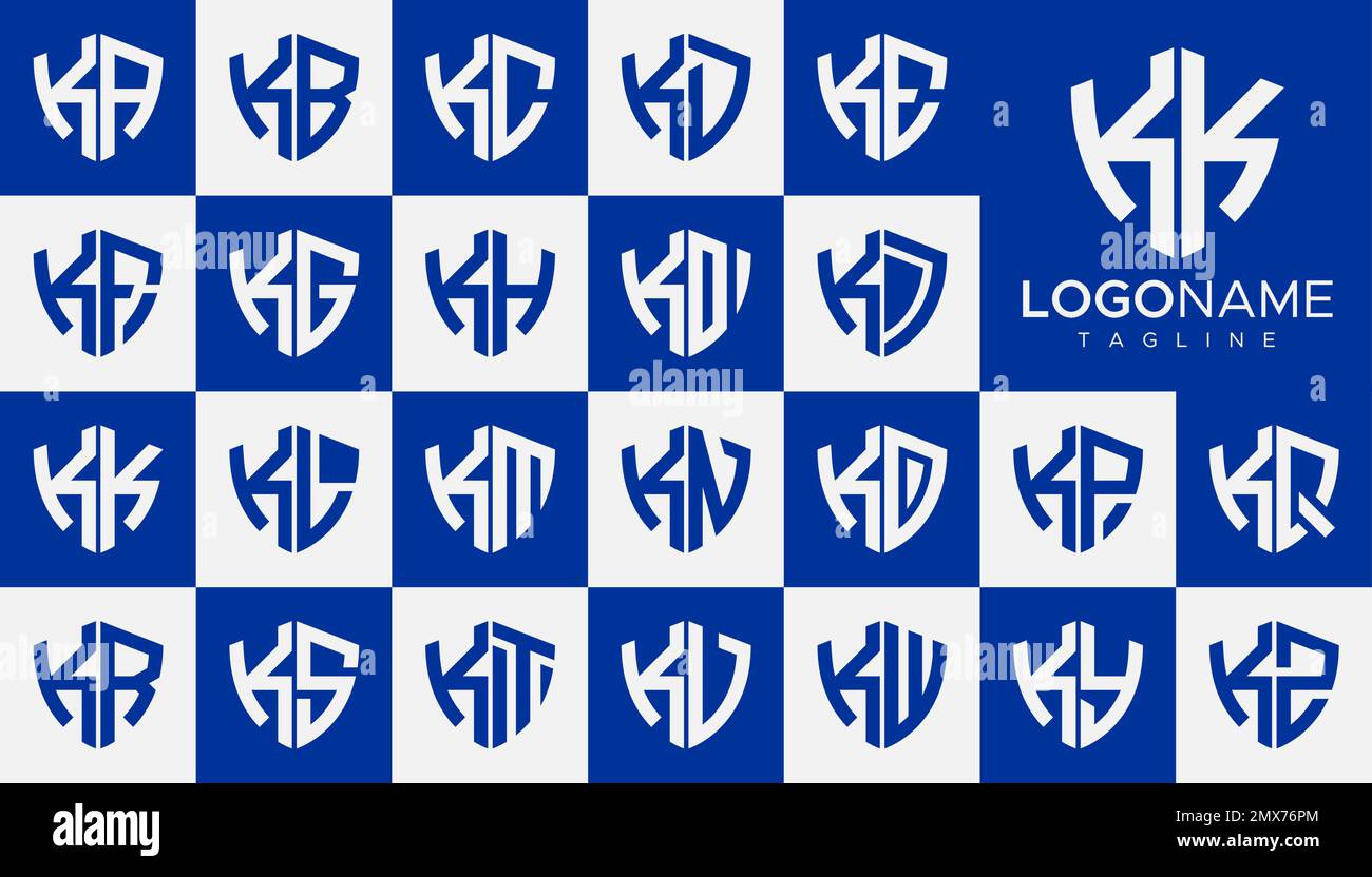 Set of shield K letter logo design vector. Simple security K logo ...