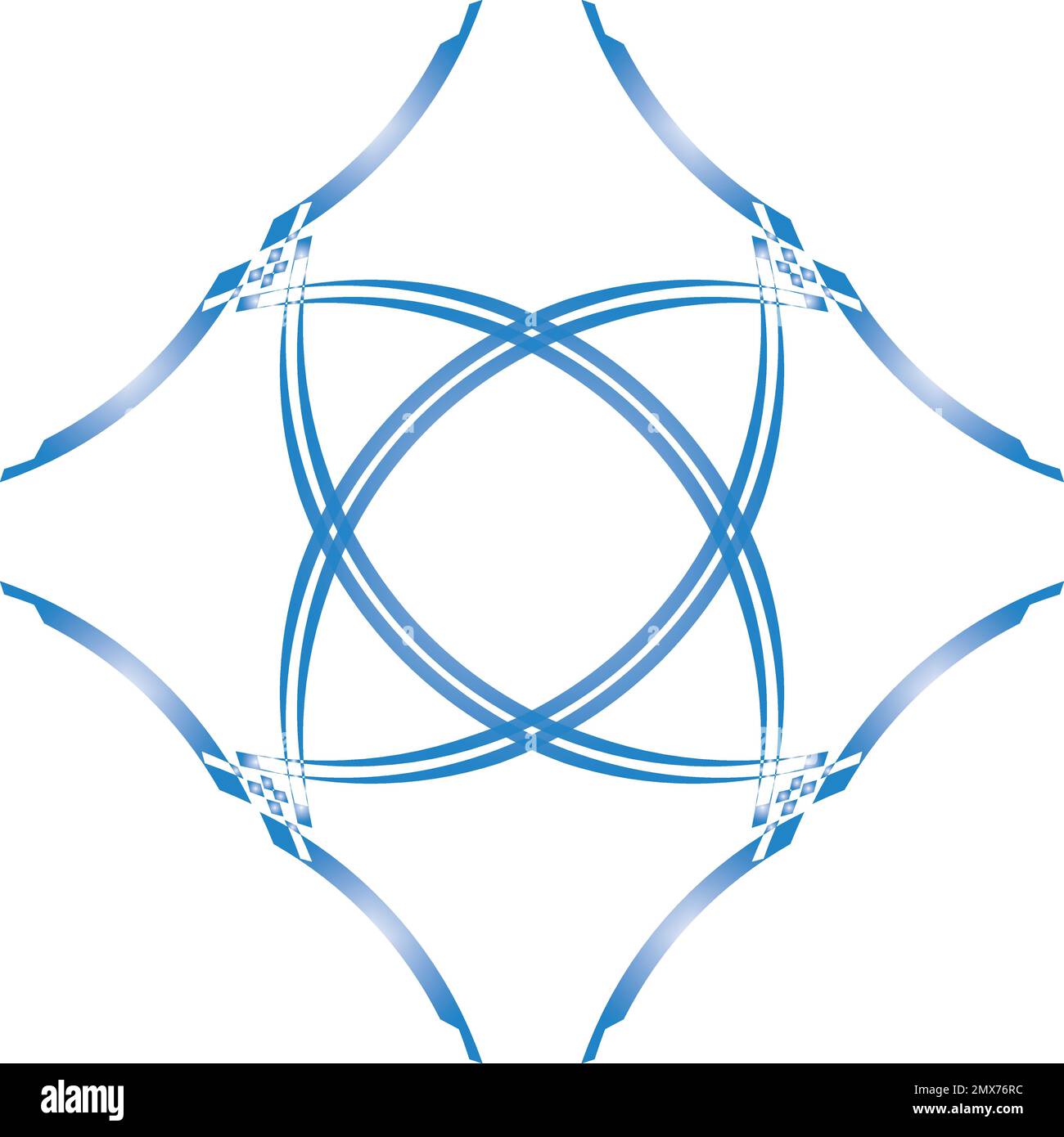 Abstract arabesque blue to white squiwed fence element frame project ...