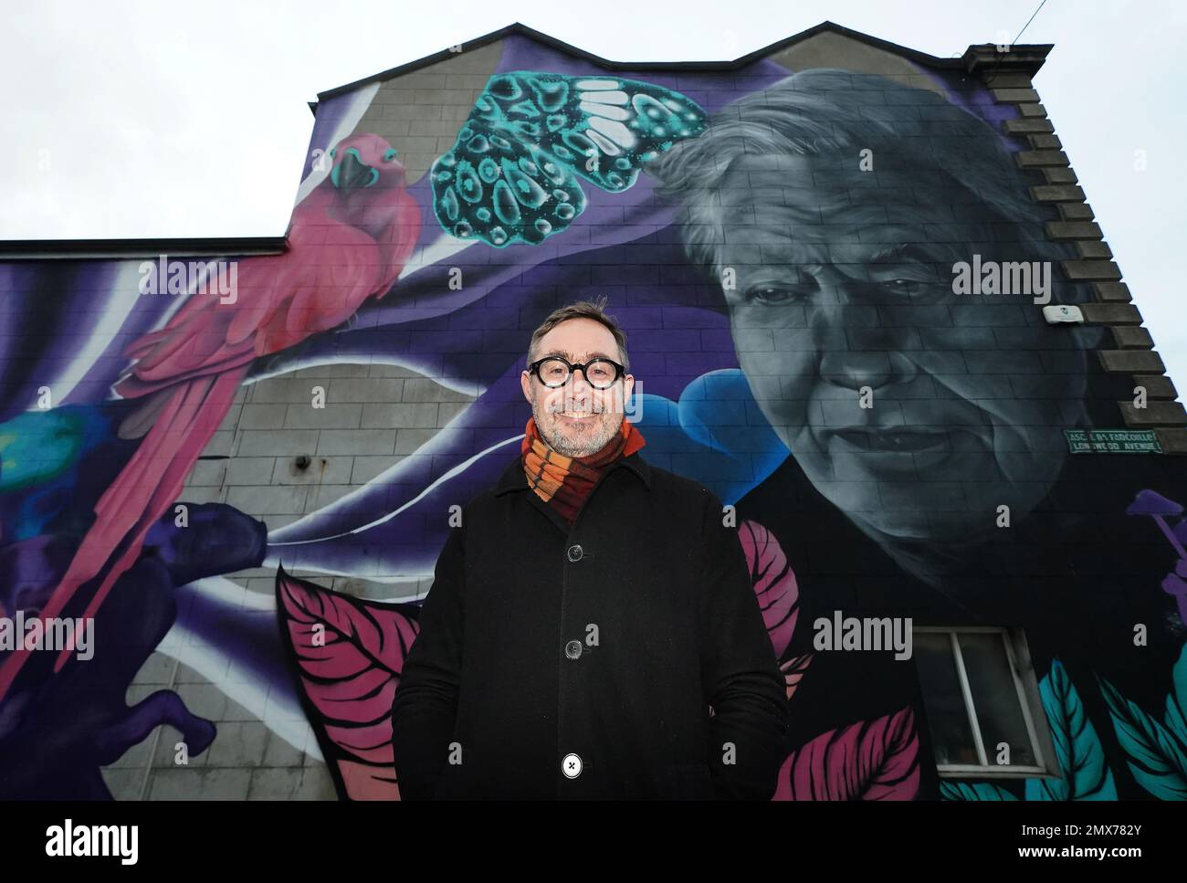 Sinn Fein's Eoin O Broin in front of a mural, on Longwood Avenue in ...