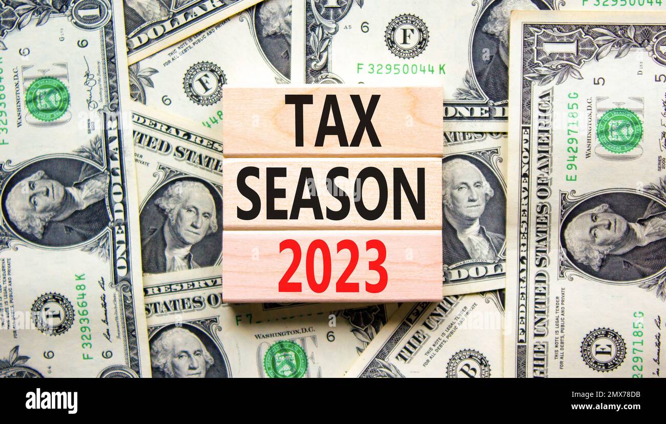 Tax season 2023 symbol. Concept words Tax season 2023 on wooden blocks ...