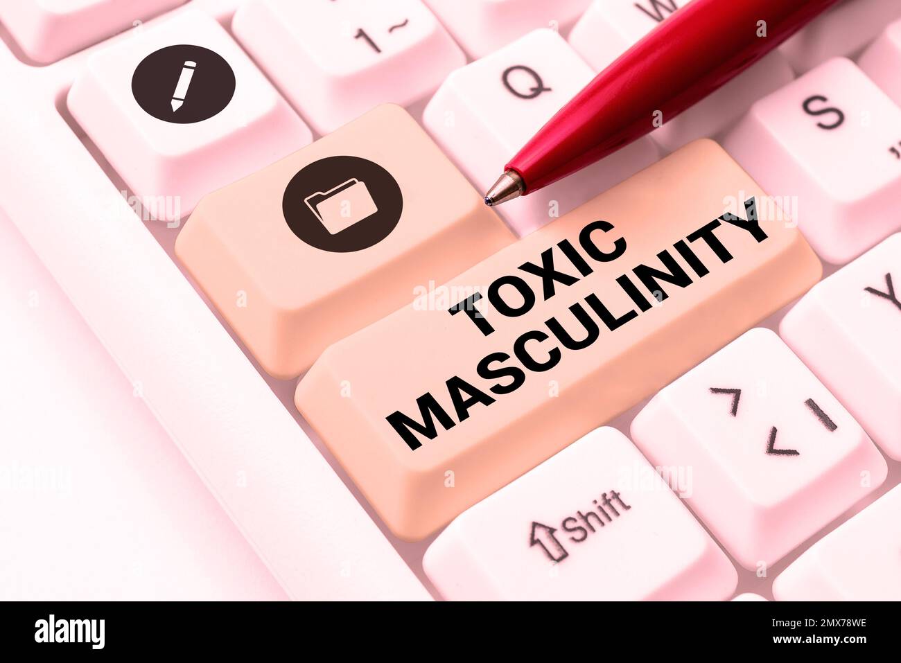 Hand writing sign Toxic Masculinity. Conceptual photo describes narrow ...