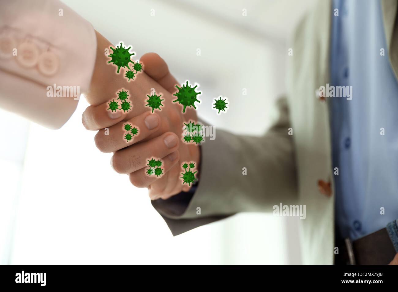 Avoid physical contact during coronavirus outbreak. People shaking ...