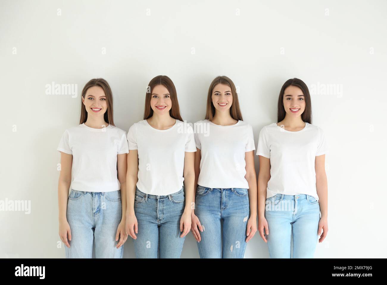 Group of women in white t shirts hi-res stock photography and images - Alamy