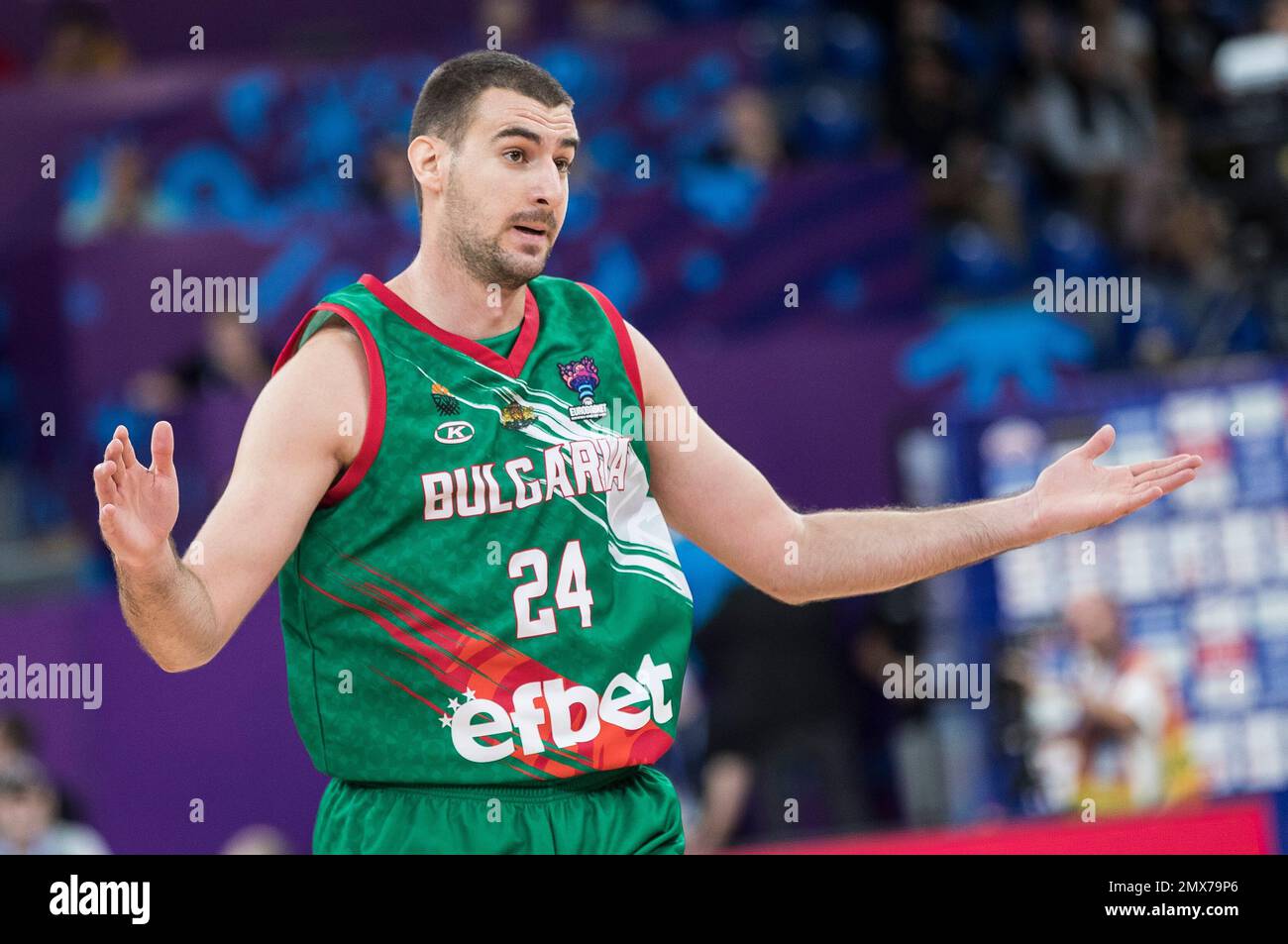 Tbilisi, Georgia, 6 September 2022. Andrey Ivanov of Bulgaria reacts ...