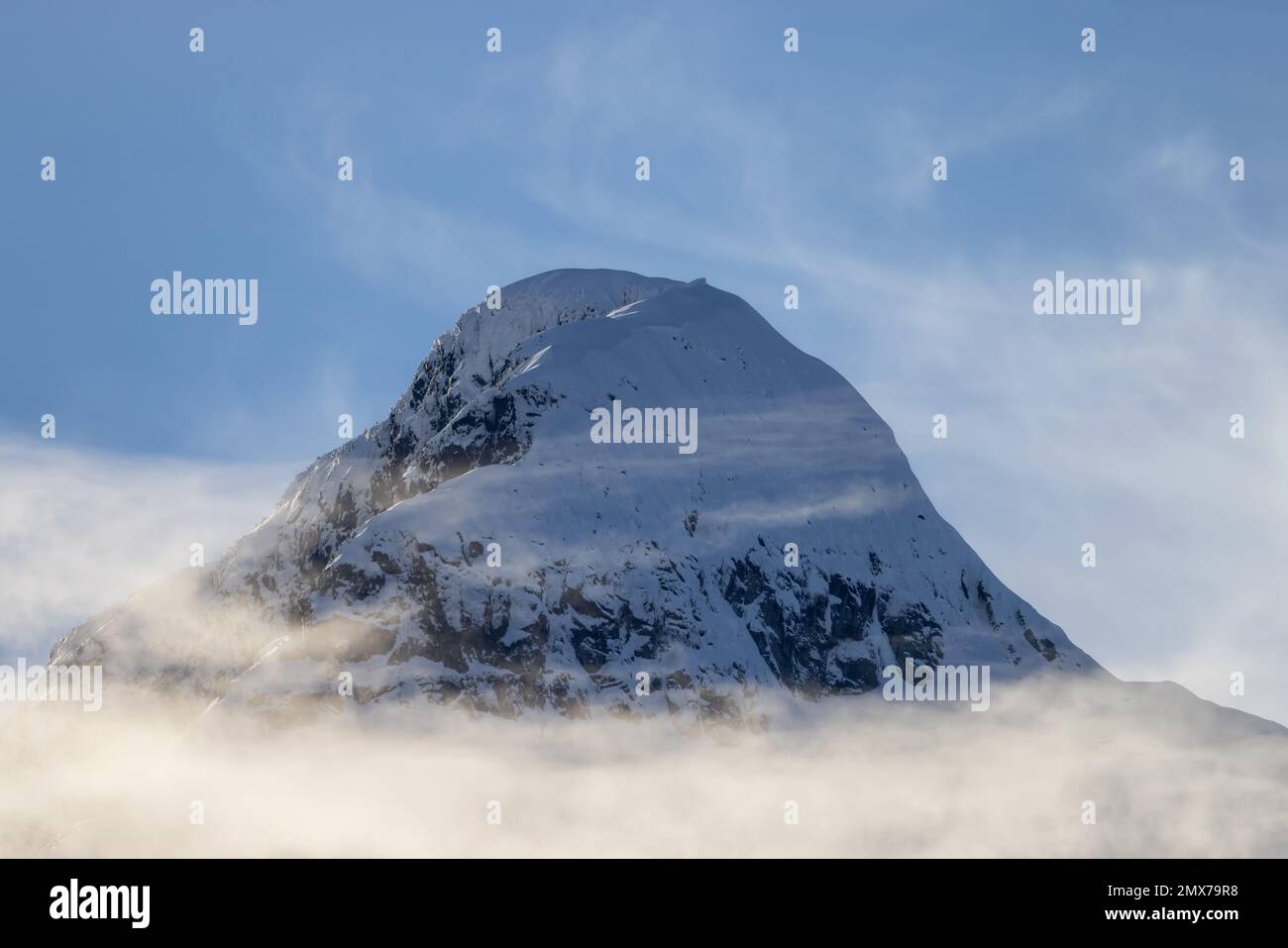 Snow and Cloud covered Canadian Nature Landscape Background Stock Photo ...