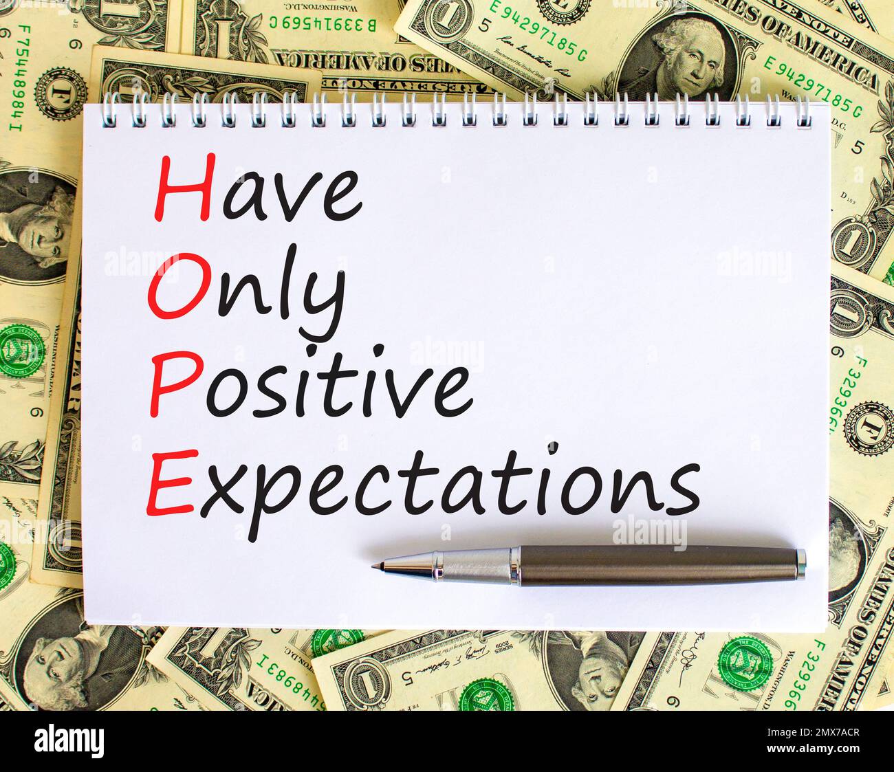 HOPE have only positive expectations symbol. Concept words HOPE have ...
