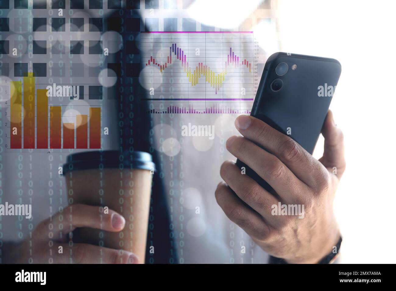 People making money. Closeup of businessman using smartphone indoors ...