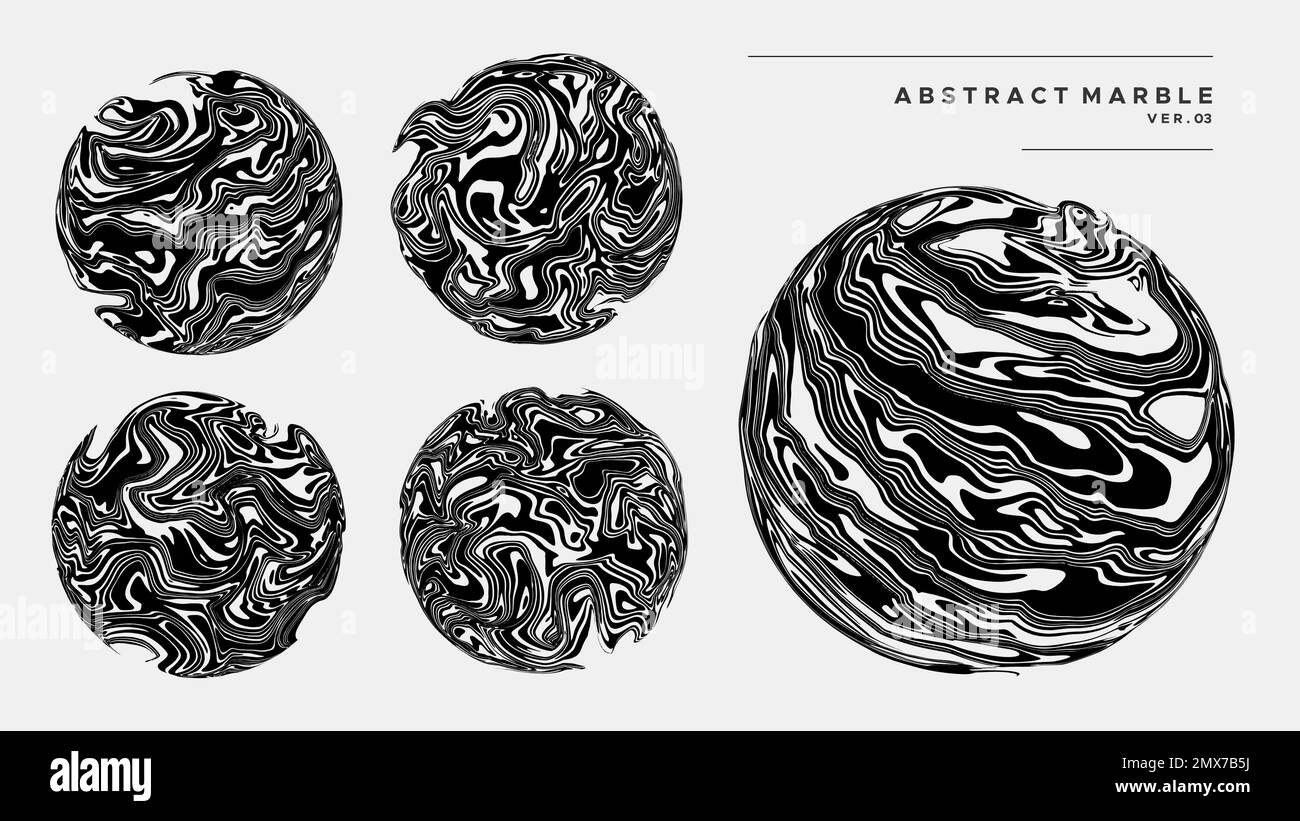 Abstract marble globe design template set. Modern fluid marble ...