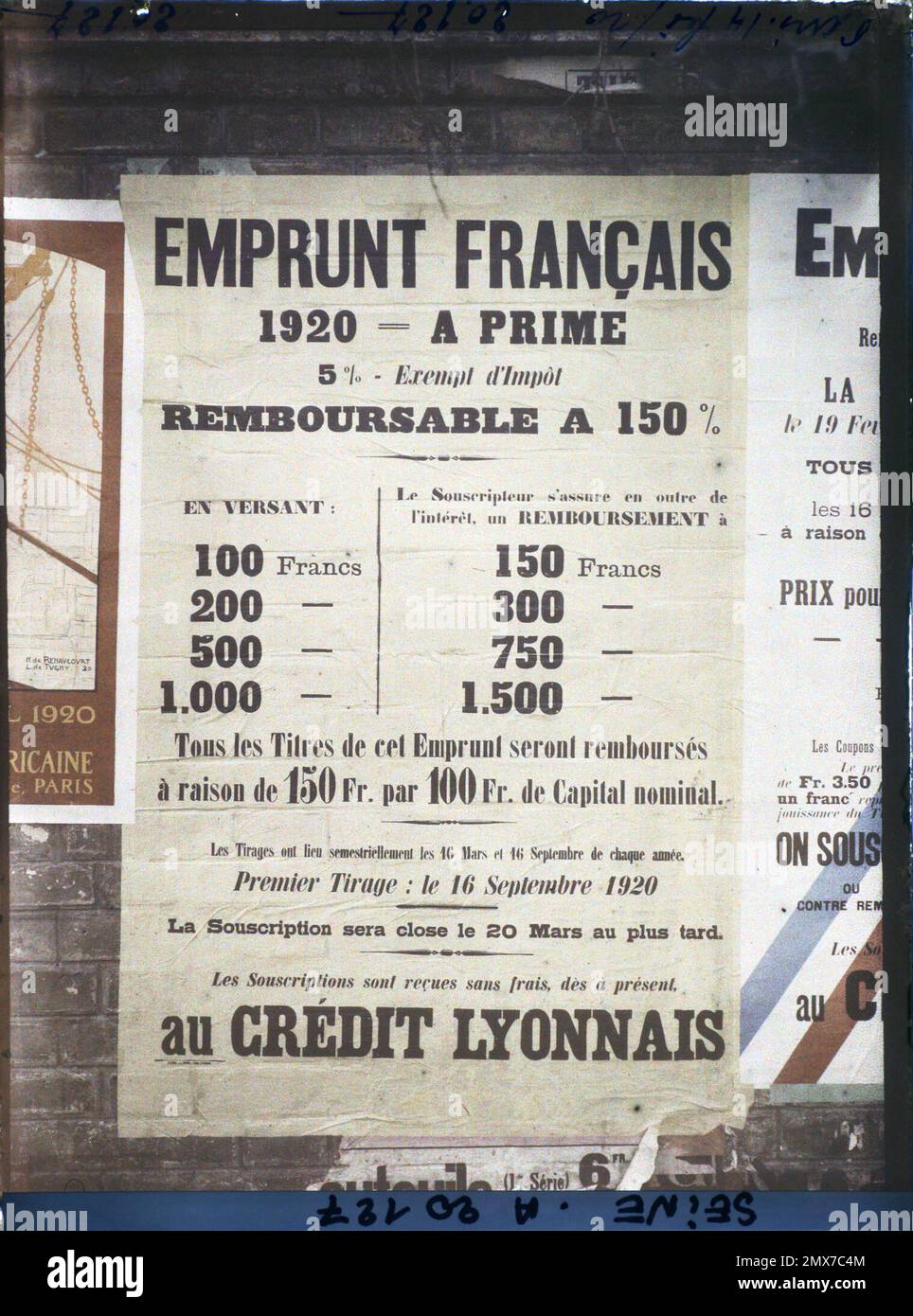 Paris, France displays the national loan of 1920, Crédit Lyonnais Stock ...